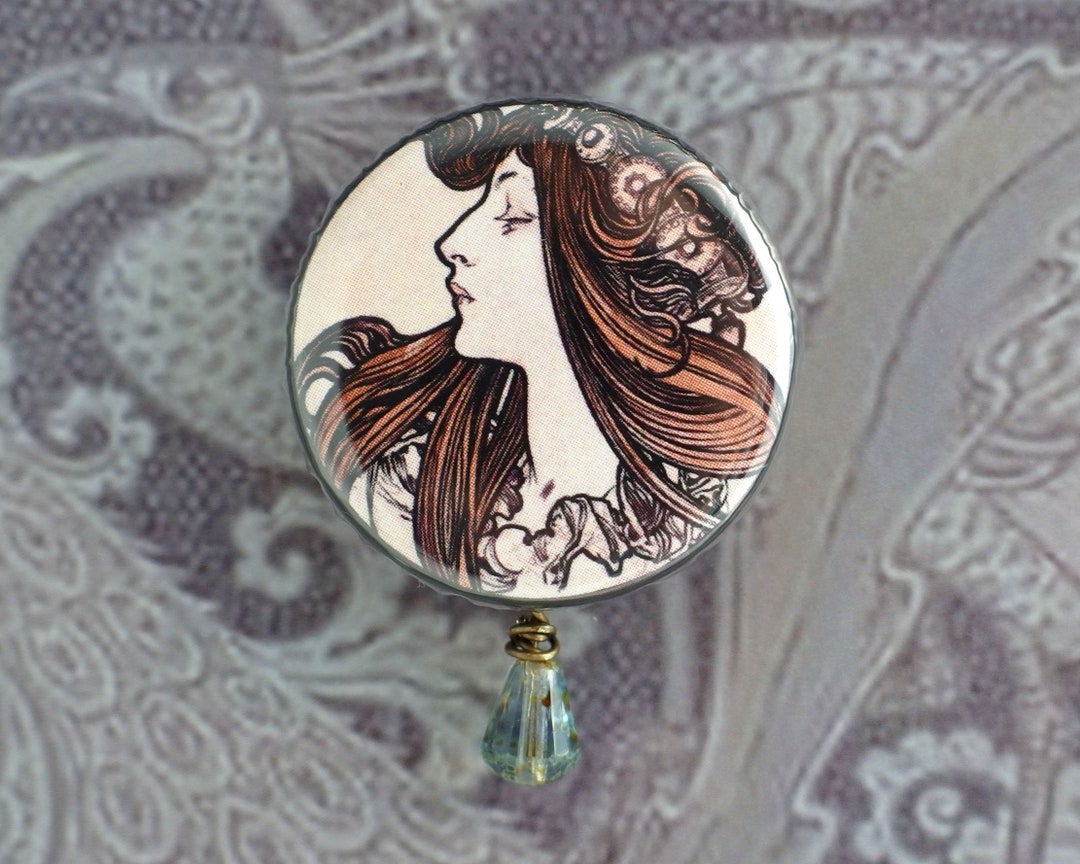 Vintage Art Pin Button, Art Nouveau Style Accessory, Unique Button Pin ...