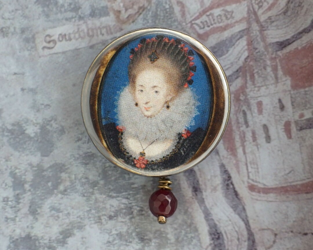 Renaissance Portrait Button Pin, Miniature Painting of Woman, Unique ...