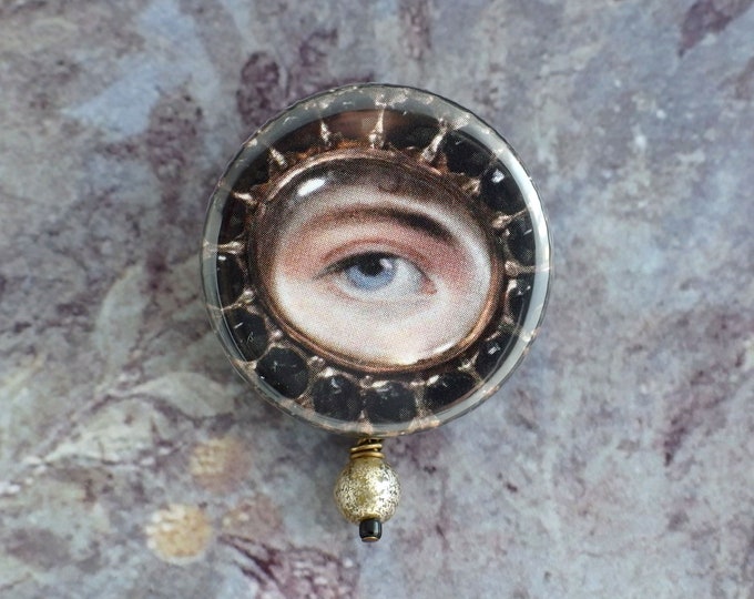 Lover’s Eye, Hand Art, Small Original, Mixed Media, Brown Eye, Hearts ...