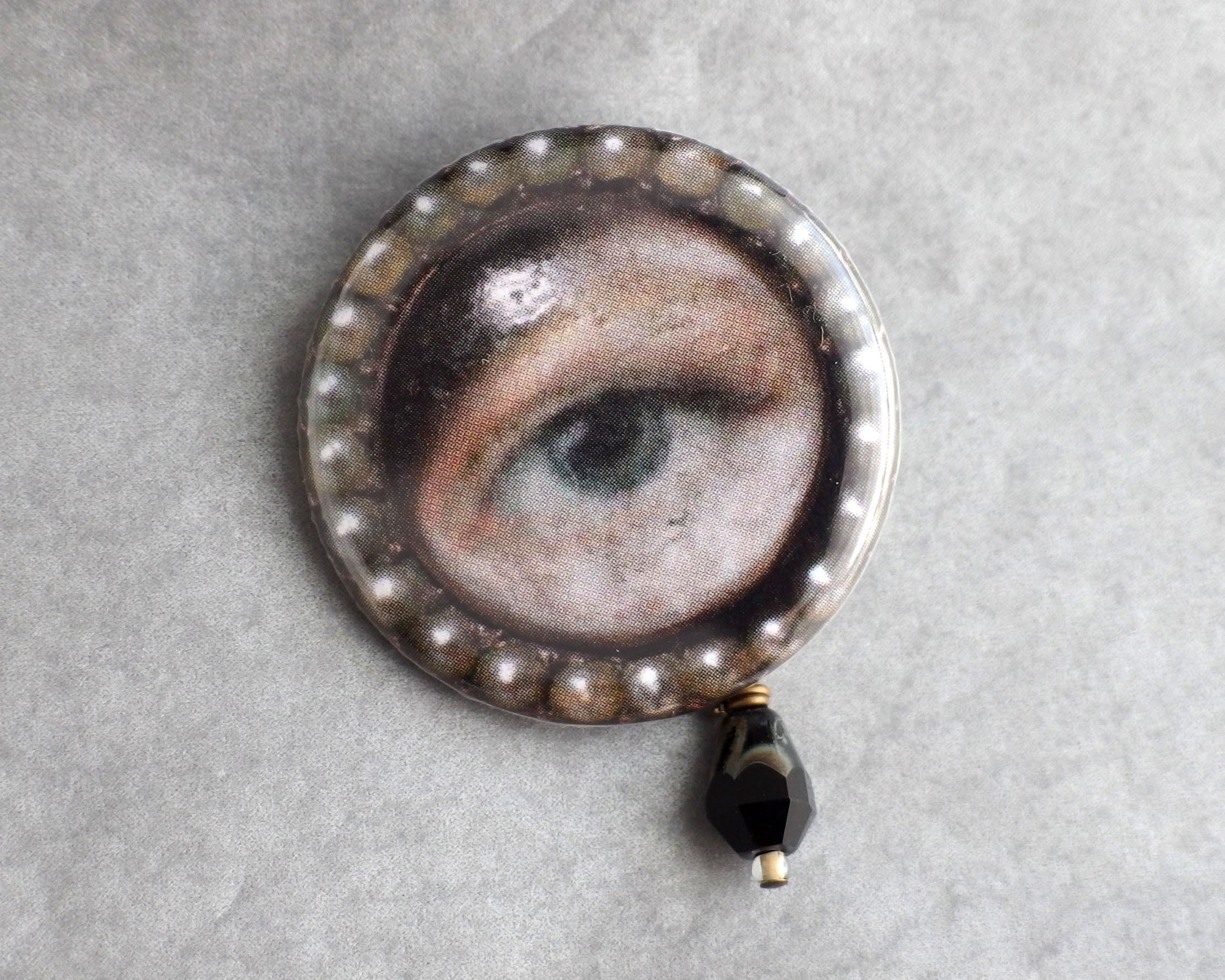 Eye Replica Pinback, Victorian Lover's Eye Button Pin, Unique Art ...