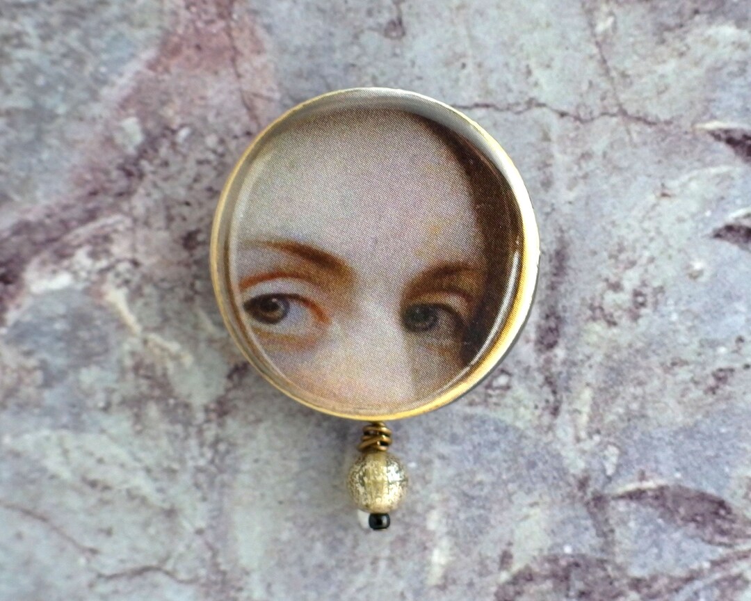 Eye Miniature Pinback Button With Czech Glass, Reproduction Art Jewelry ...