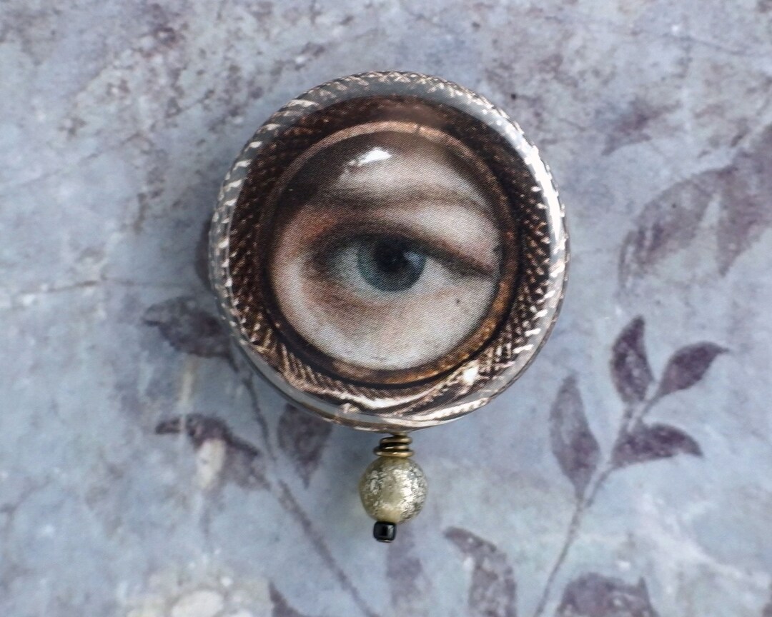 Lovers Eye Miniature Pinback Button With Czech Glass, Victorian Eye ...