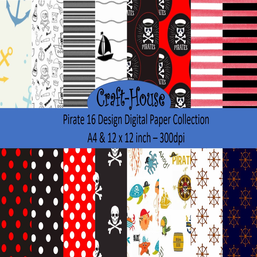 Pirate 16 Design Digital Paper Collection /scrapbooking / Card-making ...