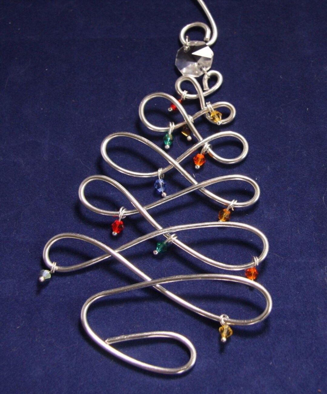 Handmade Wire Christmas Tree With Crystal Bead Ornaments Decoration ...