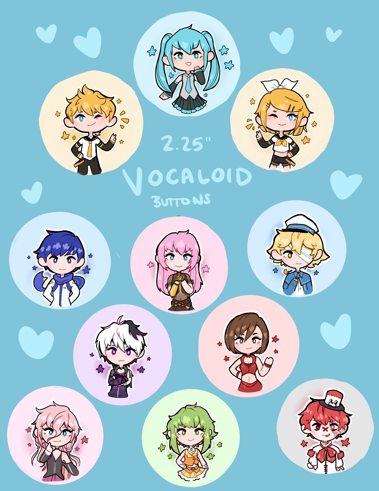 ALL Vocaloid Chibis 2.25 Inch Buttons - Etsy