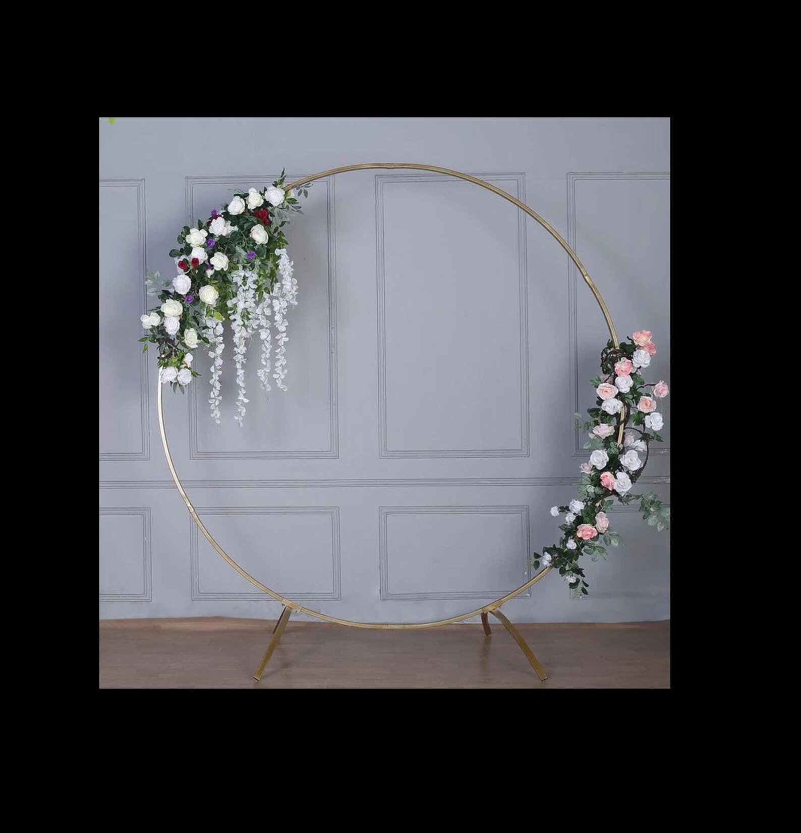 7ft Tall Gold Round Metal Wedding Arch Photo Booth Backdrop Etsy