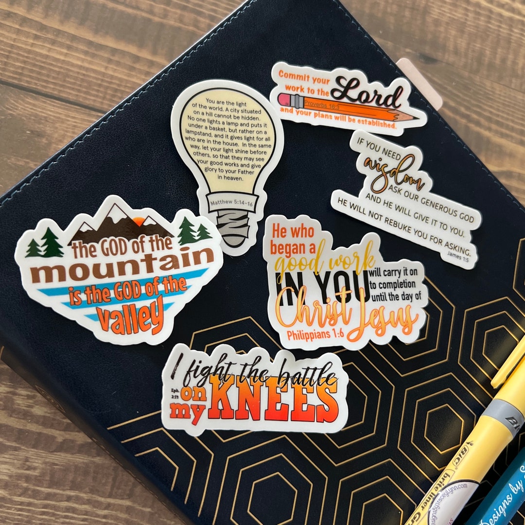 Christian Sticker Pack, Six Faith Stickers, Planner Stickers, Bible ...