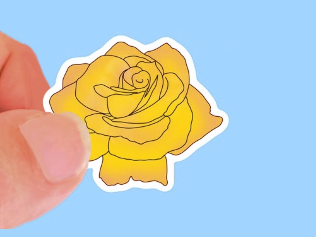 Yellow Rose Sticker, Waterproof Vinyl Decal, Laptop Sticker, Water ...