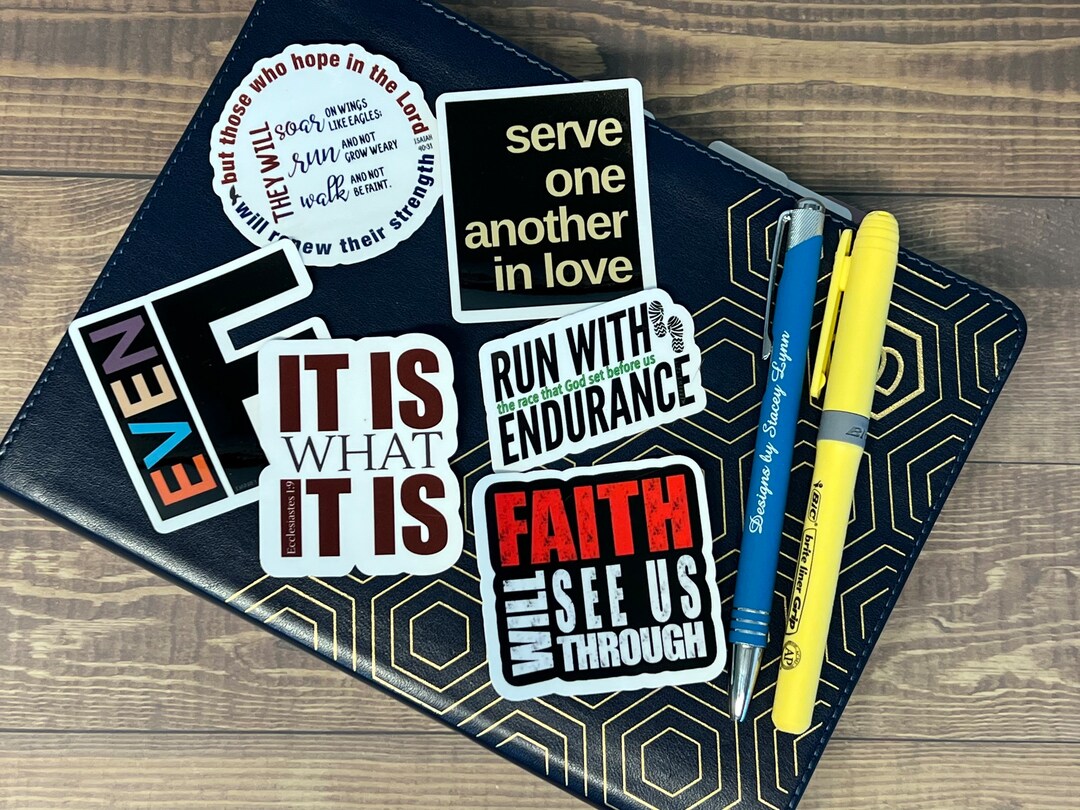 Christian Sticker Pack, Six Faith Stickers, Religious Decals, Bible ...