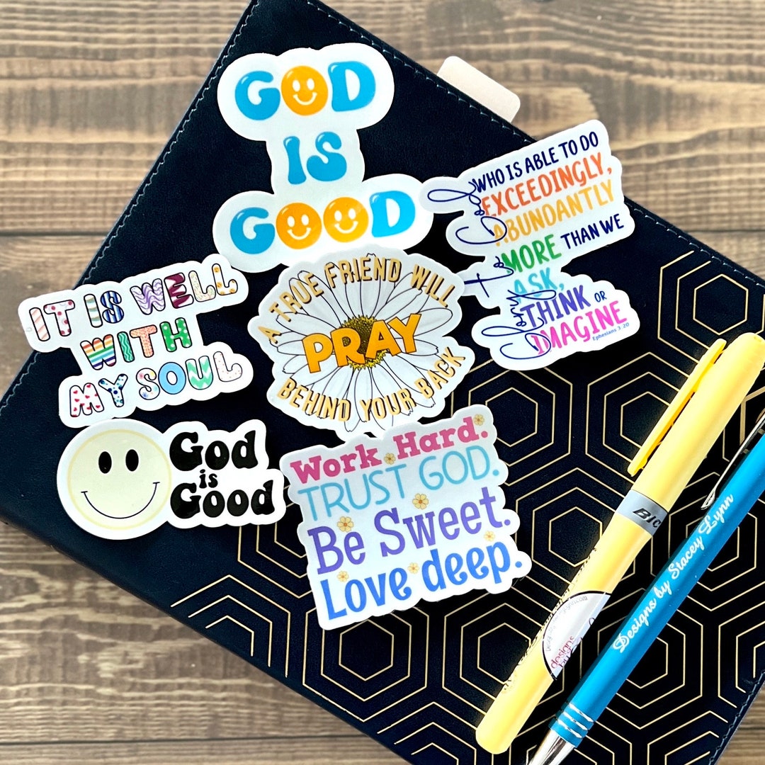Christian Sticker Pack, Six Faith Stickers, Planner Stickers, Bible ...