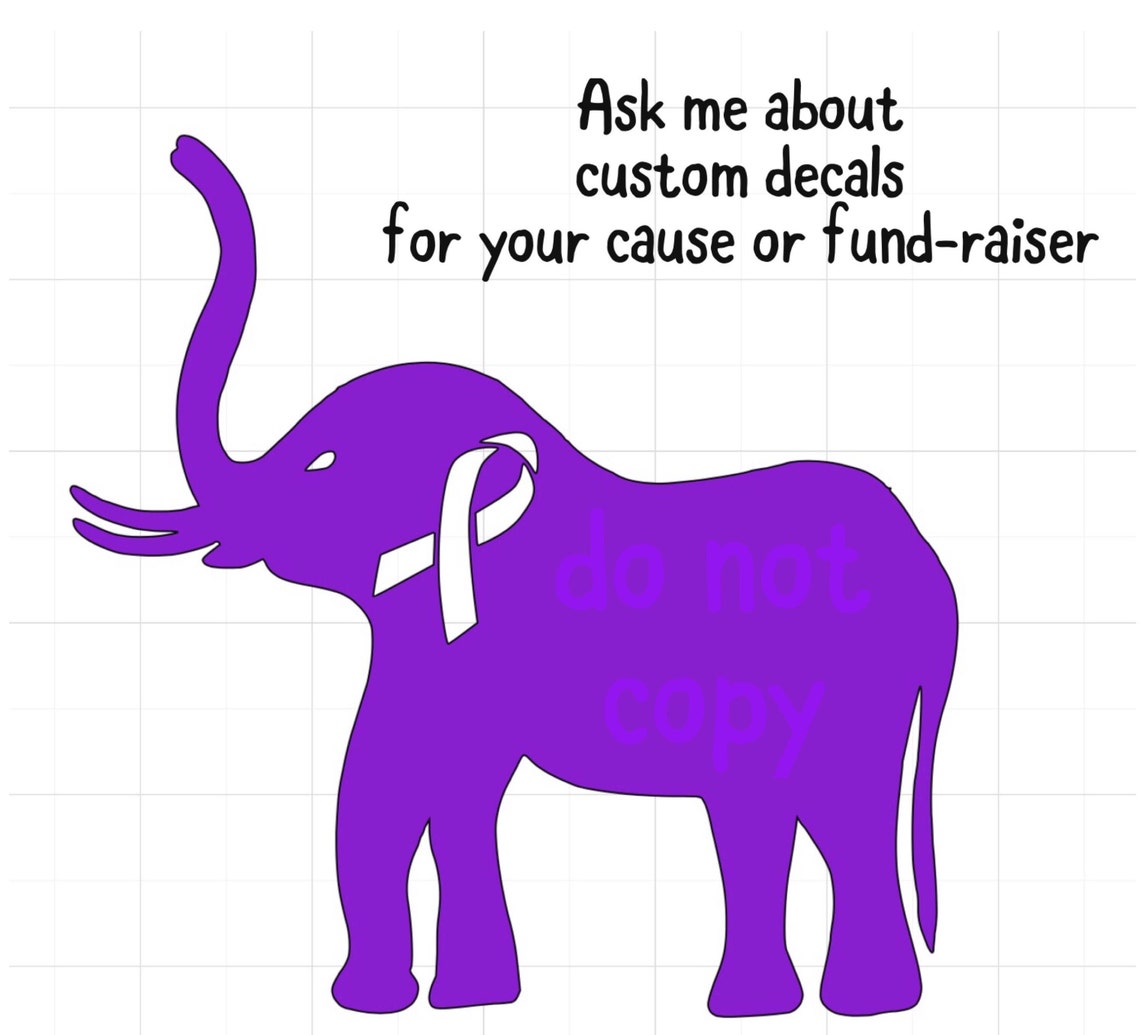 ALZHEIMERS DEMENTIA Purple Ribbon Elephant Decal Dementia - Etsy