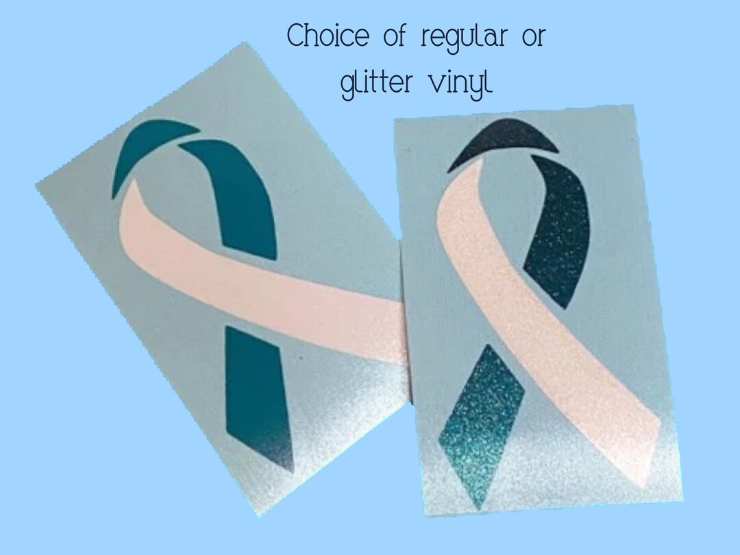 Cervical Cancer Awareness Ribbon, Teal and White, Regular or Glitter ...