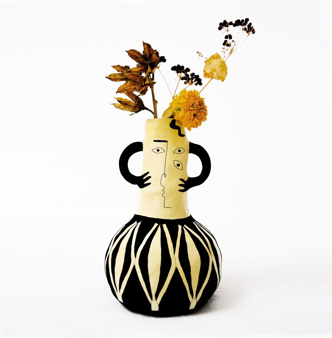 Illustrative Ceramic Pieces,faces Vase,flower Pot,handmade Ceramics ...