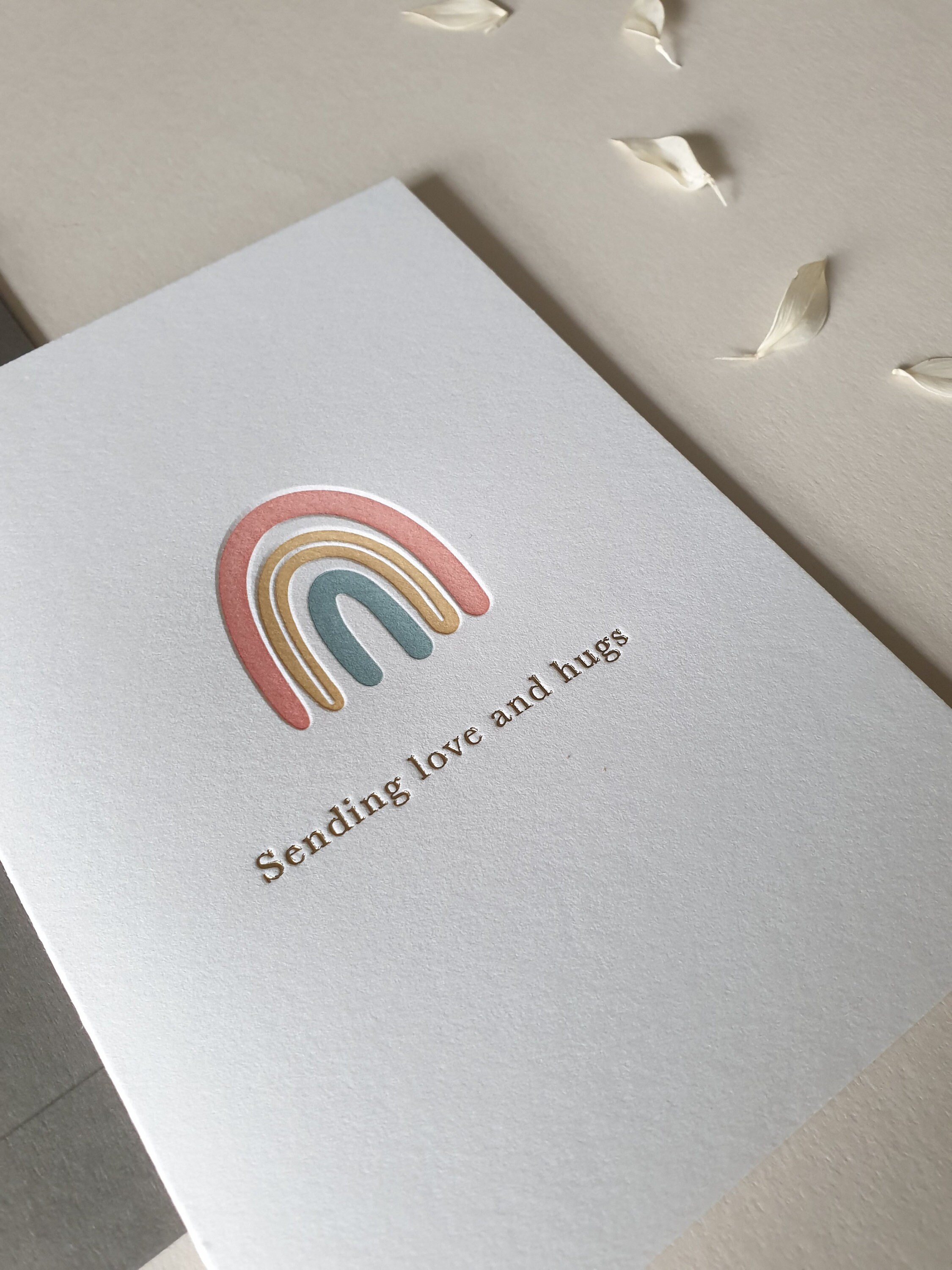 Foil and Letterpress Rainbow Card, Love and Hugs, Friendship and Hope ...