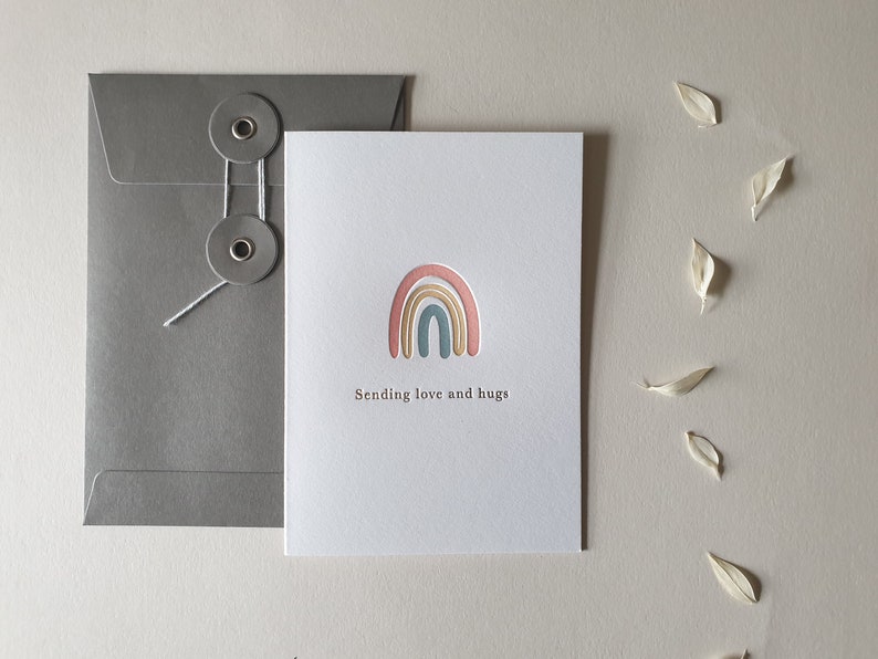 Foil and Letterpress Rainbow Card, Love and Hugs, Friendship and Hope ...
