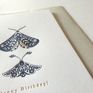 Birthday Moths Letterpress Greeting Card, Love, Friendship, Modern - Etsy