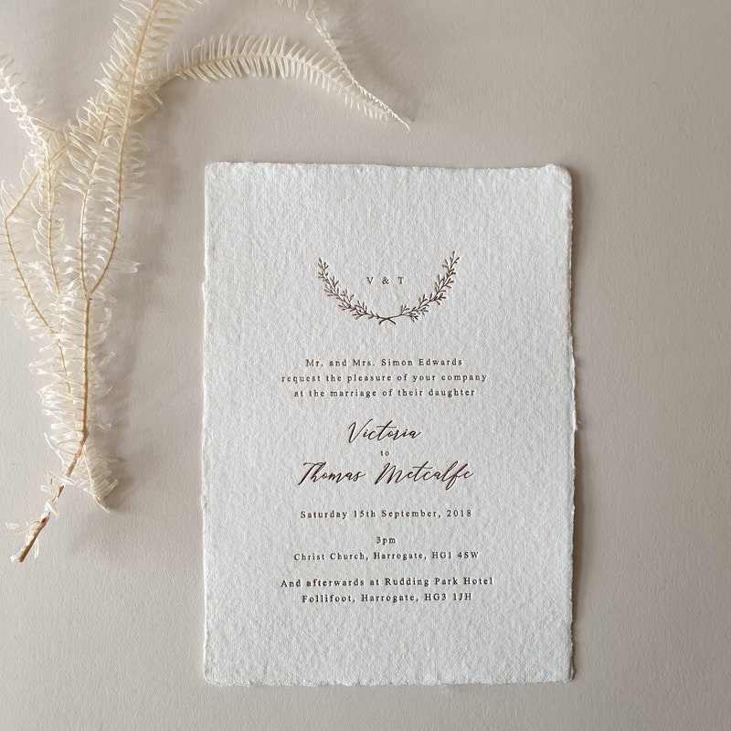 Deckled and Gold Invite - Etsy UK