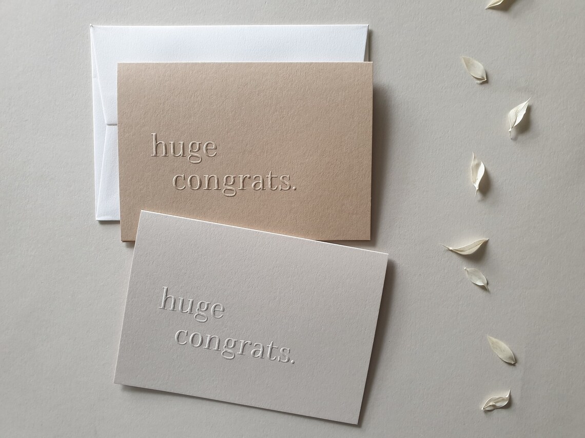 Congratulations Embossed Greeting Card, Modern and Minimal - Etsy