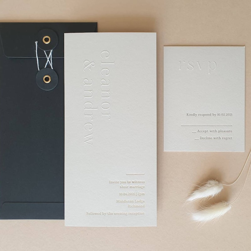 Embossed Wedding Invitations - Etsy