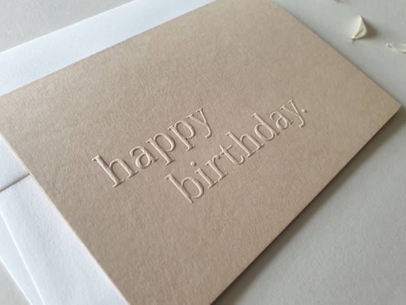 Happy Birthday Embossed Greeting Card, Modern and Minimal - Etsy