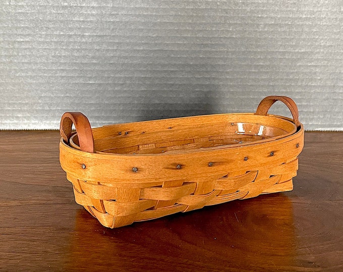 1995 Longaberger Small Oval Split Maple W Leather Handles on Ends and ...