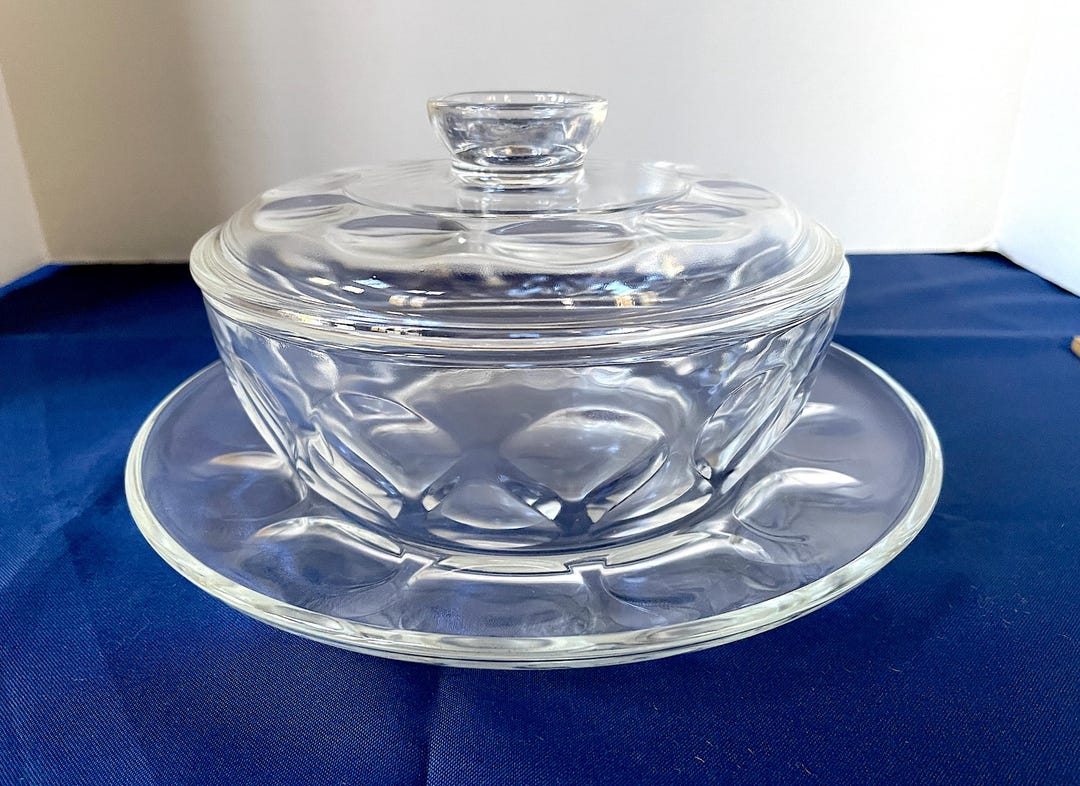 1950's PYREX Tear Drop Optic Glass Covered Round Casserole W Large ...