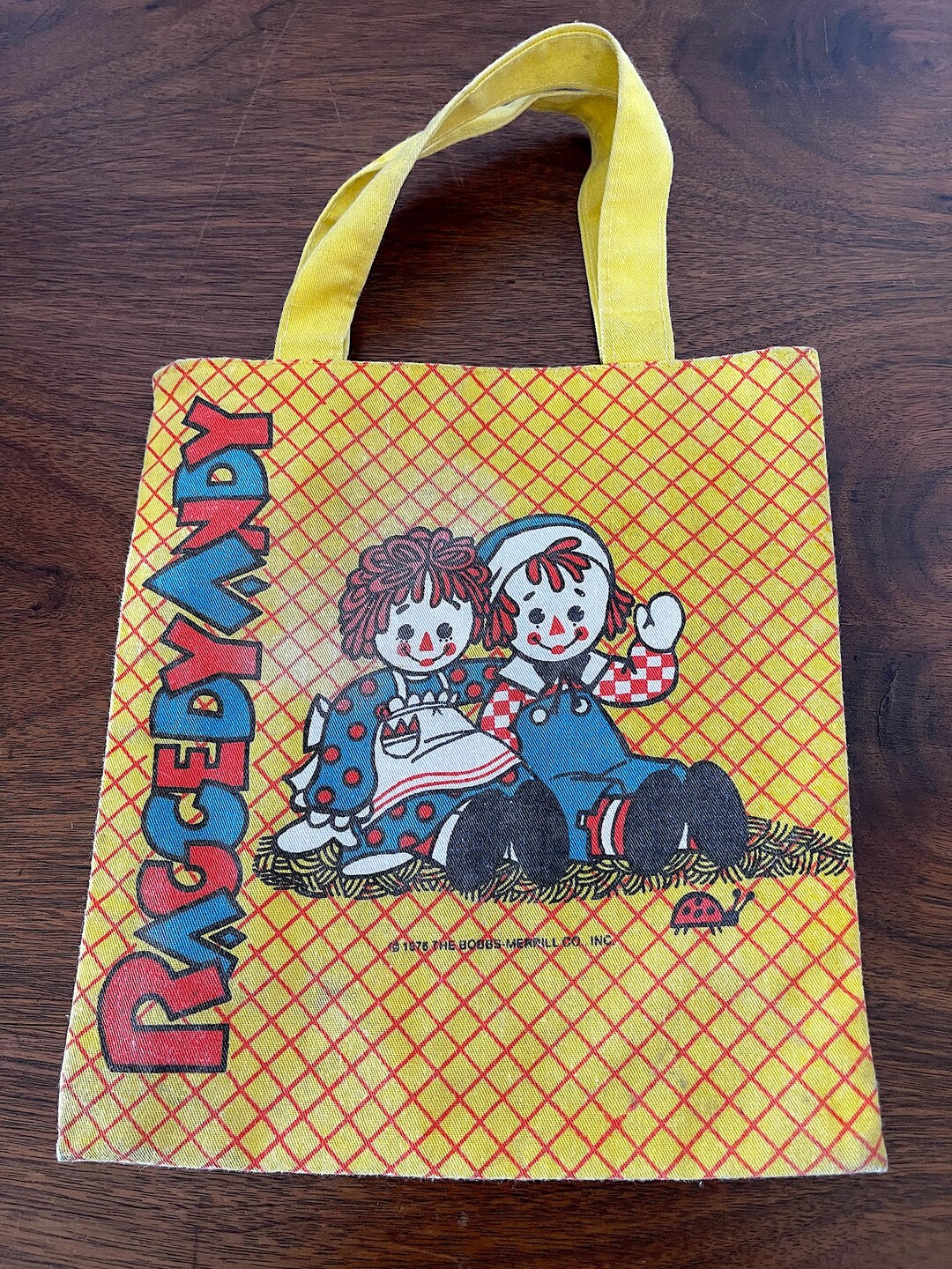 1976 the BOBBS-MERRILL Co.inc. Raggedy Ann & Andy Handled Bag 8-3/4"x7 ...