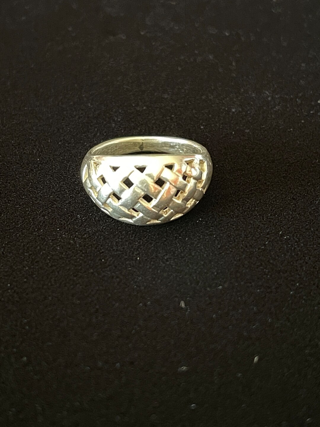 1980's Sterling Silver Open Lattice Work Dome Ring, Tapered Shank, 7/16 ...
