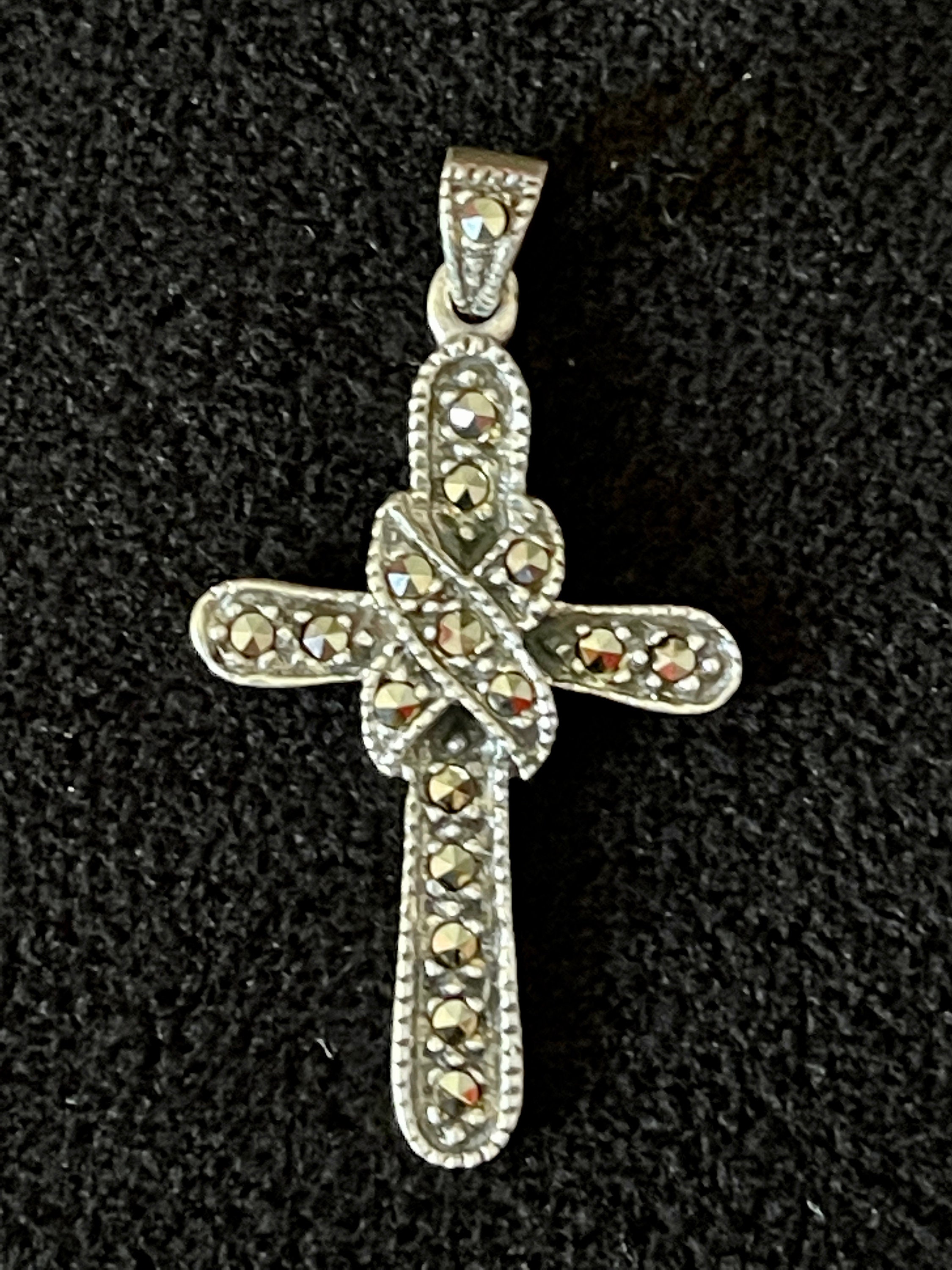 1990's Sterling and Marcasite Cross Pendant Cross Wrap at - Etsy