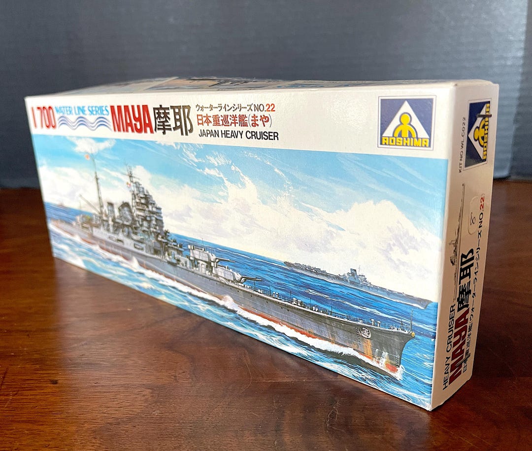 1980's-90's Aoshima Ship Model, "maya" Japan Heavy Cruiser No22 Water ...