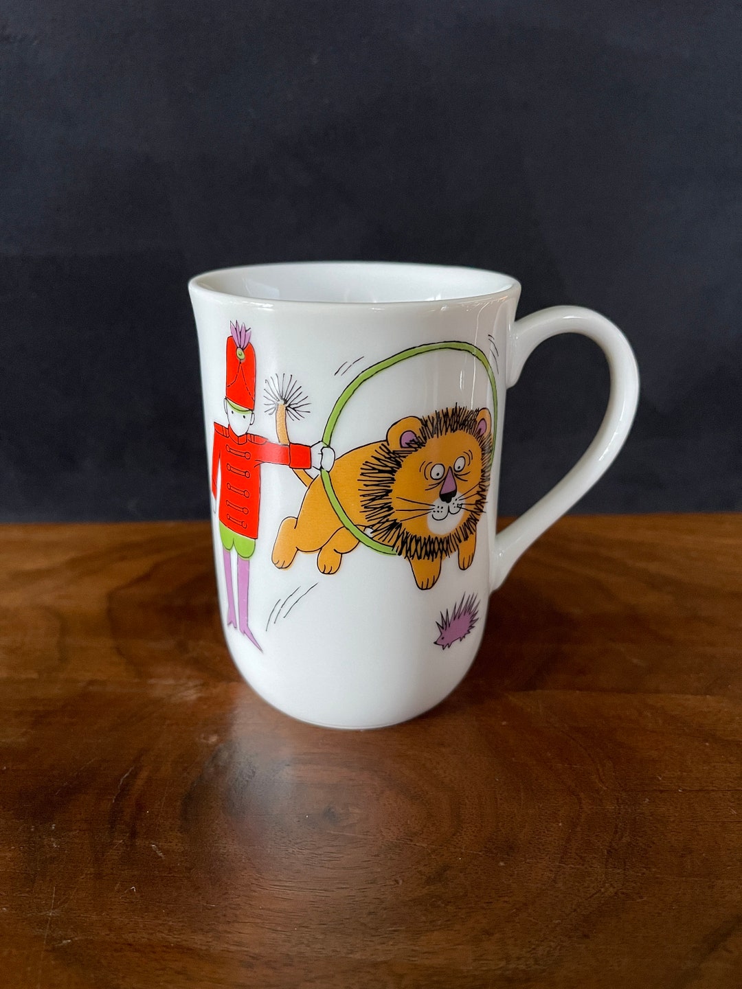 1960's Japan Porcelain Circus Mug, Jester Juggler and Lion Tamer Lion ...