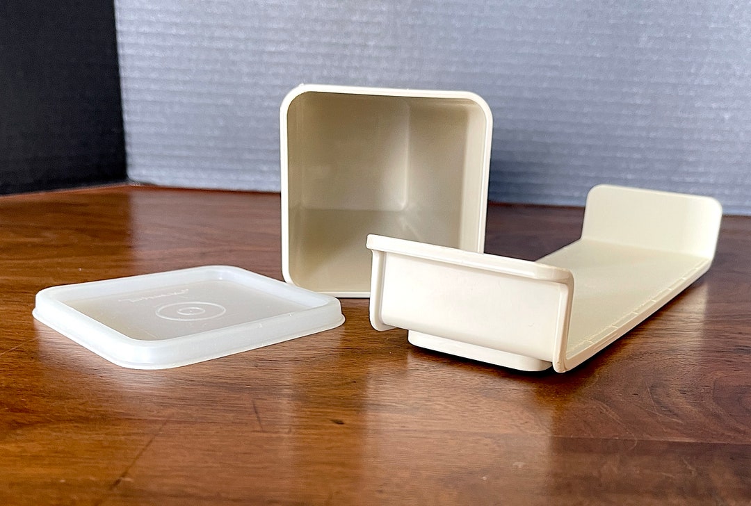 1970's Tupperware Cracker Keeper, Tall Square Rectangle W Insert. Lid ...