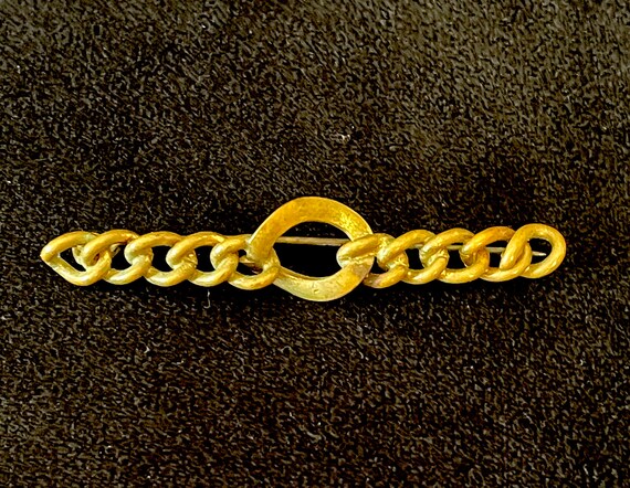 1960's Brutalist Welded Brass chain bar Pin, Excellen… - Gem