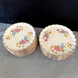 1948-? W. S. George Pottery Co., Bolero Shape, Roses, Tulips, For-get ...