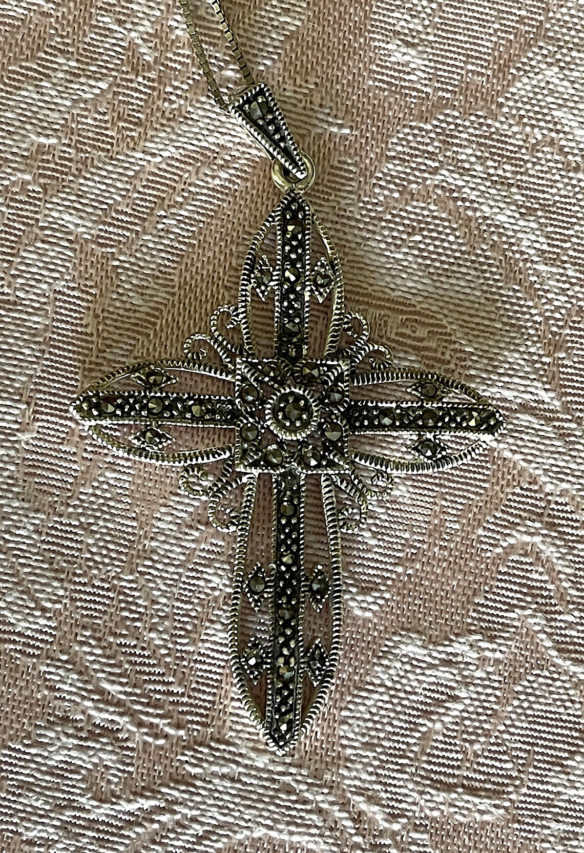 1960's-70's Sterling and Marcasite Cross Pendant Open - Etsy