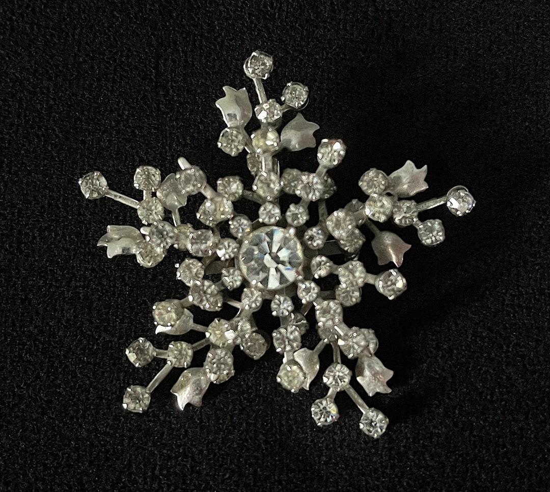 1950's Hollywood Glam Layered Prong Set Clear Glass Rhinestone & Tiny ...