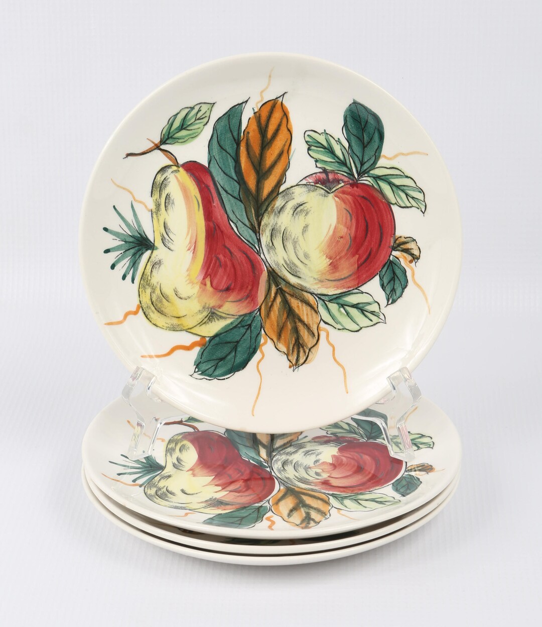 1950's 4 Fruit Motif Plates Japan Ceramic Hand Painted Fruit 6-1/4 ...