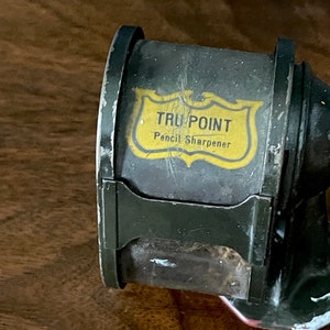 1921 TRU POINT Pencil Sharpener, Schoolhouse Version, Celluloid Shavings Catcher, Steel Body and ...