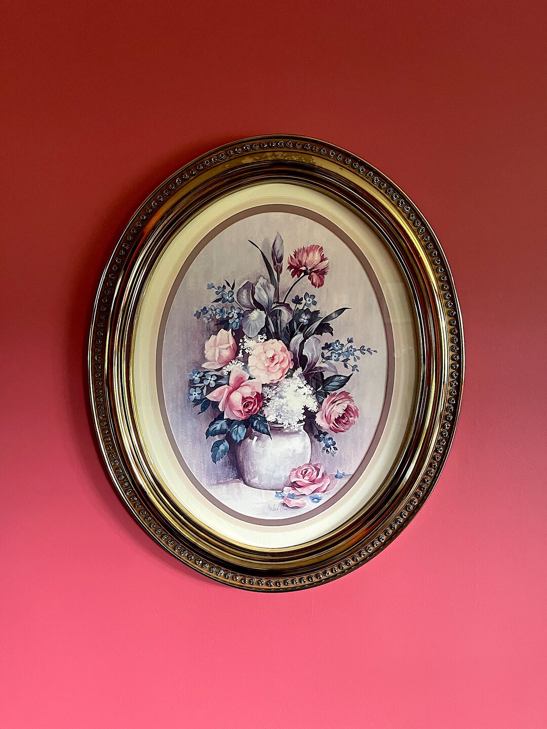 1984 SYROCO Plastic Frame Floral Still-life 3268 Pink Roses, Lilacs ...