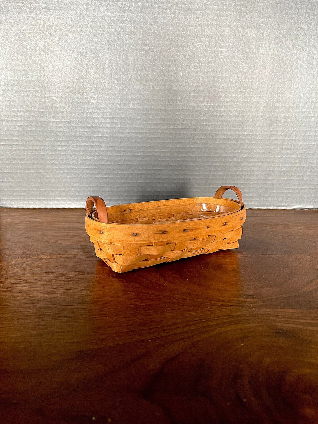 1995 Longaberger Small Oval Split Maple W Leather Handles on Ends and ...