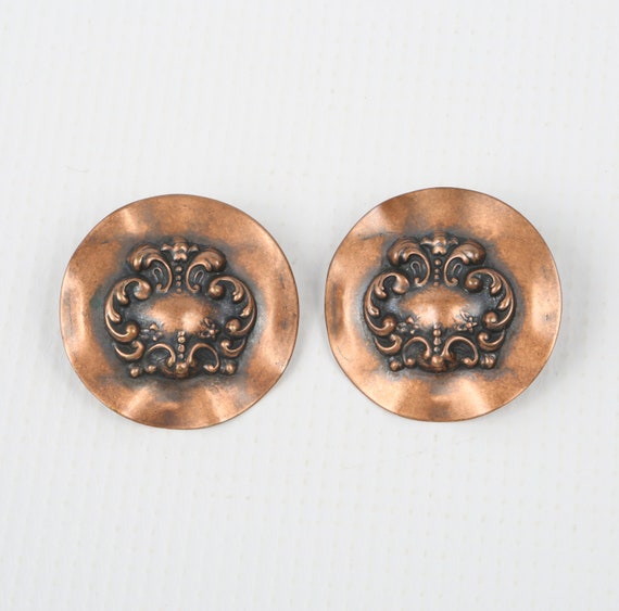 80's Copper Renaissance, Repousse Design, Round Disc,… - Gem