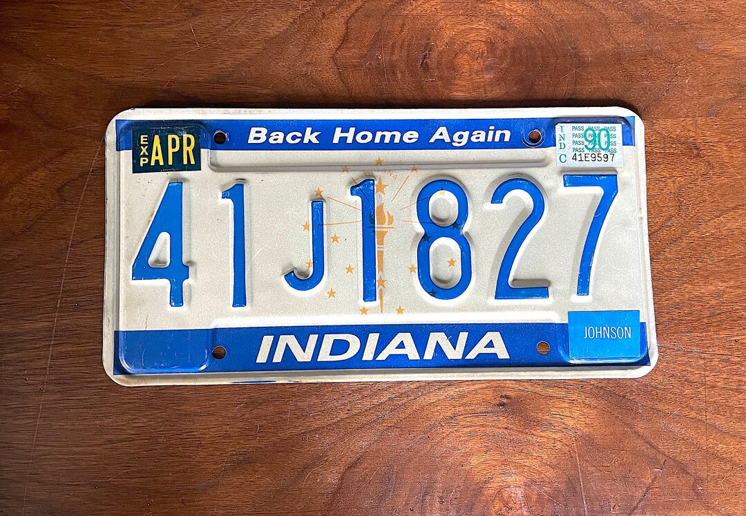 1990 Indiana State License Plate back Home Again - Etsy