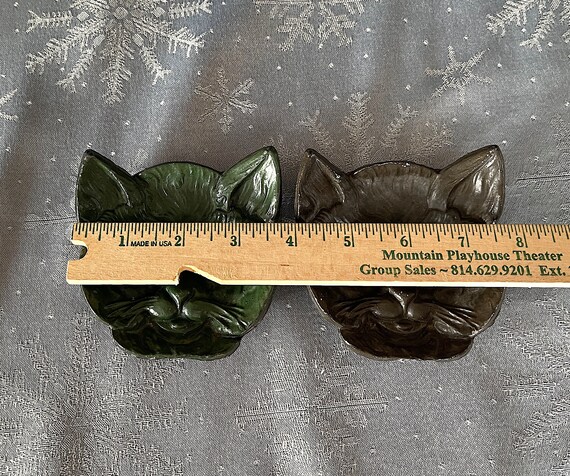 1930's Figural Trinket Trays, Cat Head, Brown Paint b… - Gem