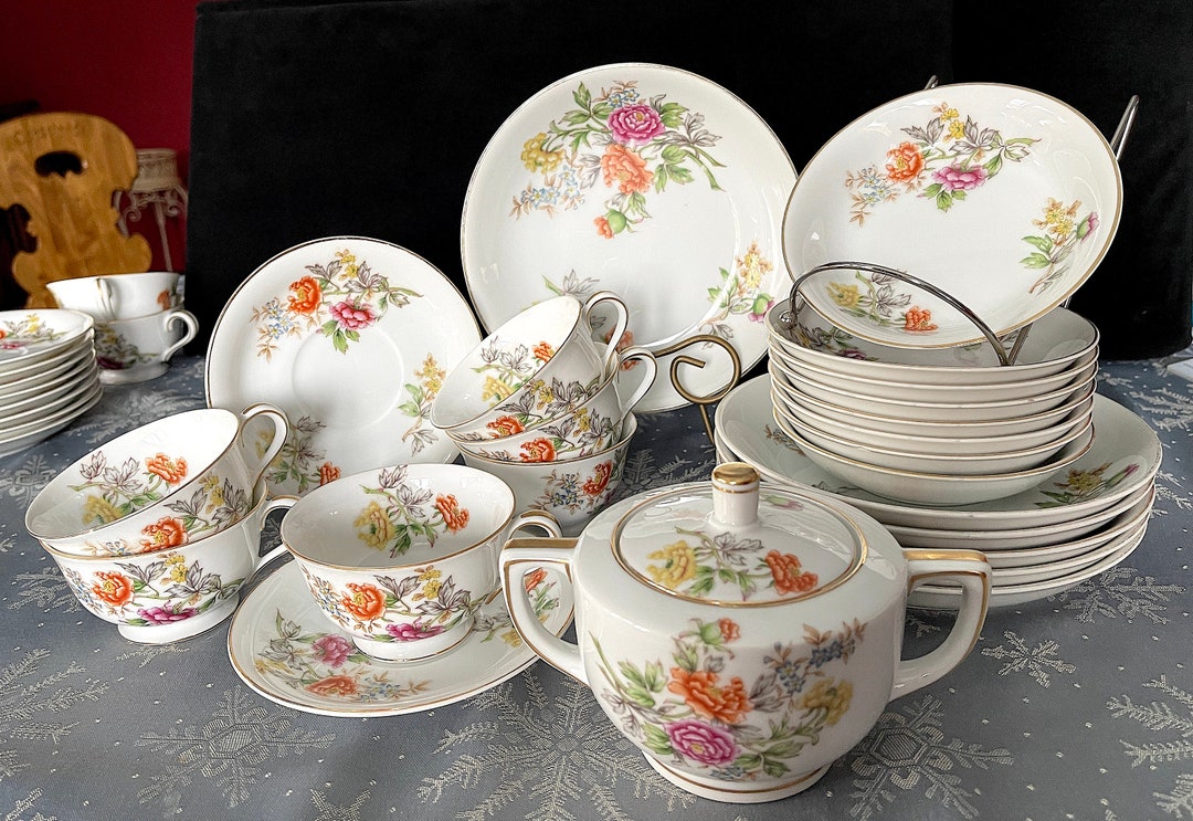 1950's KYOTO carmel Soup Bowls, Dessert Bowls, Cups & Saucers, Sugar ...