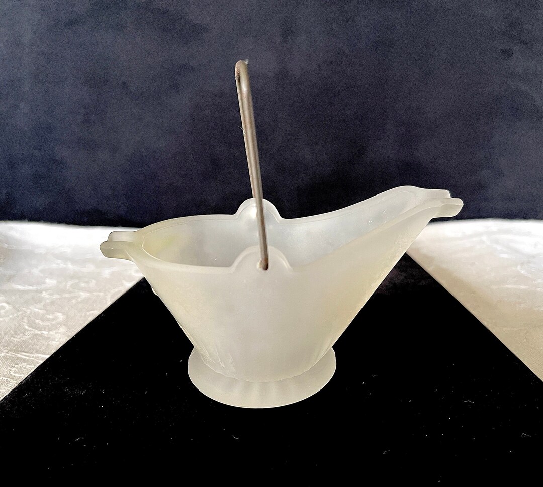 1950's Frosted Glass Coal Scuttle Ashtray W Handle, When Smoking Was ...