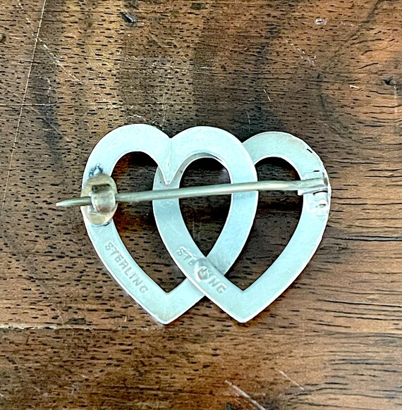 1910's-1920's Sterling Double Hearts Sweetheart Pin, … - Gem