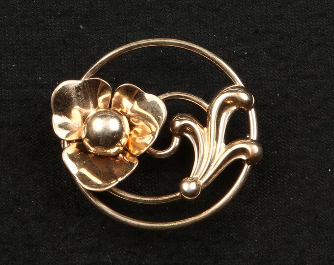 1940's Art Deco Circle Pin, Barclay, 1/20 12K Gold Filled Spiral W ...