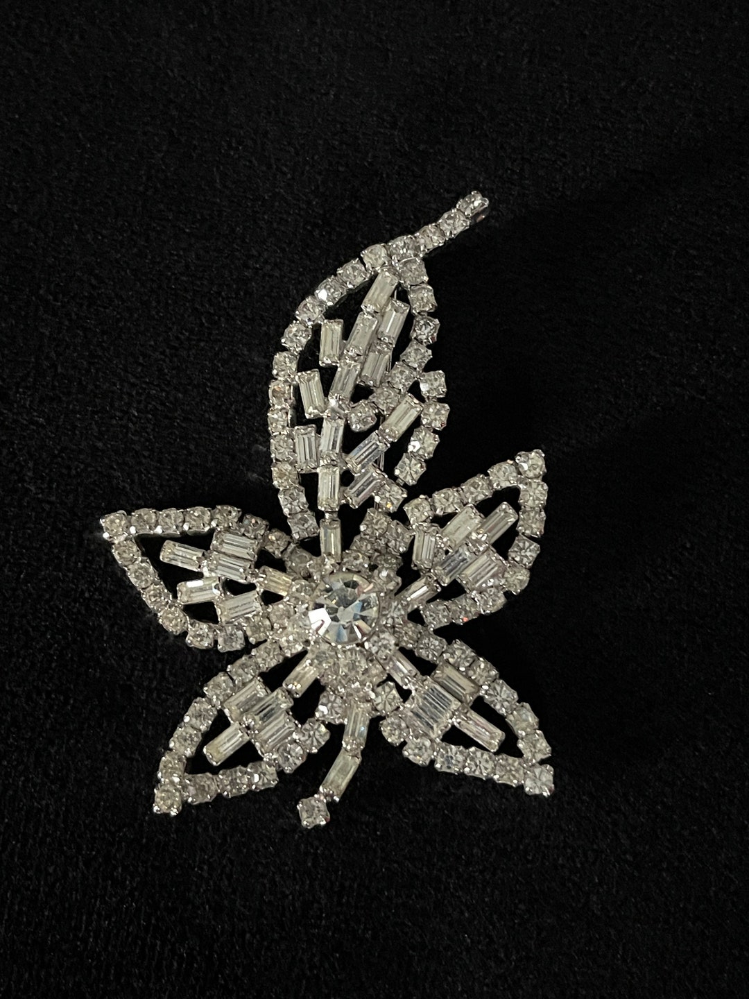 1950's Multi Prong Set Sizes, Shapes, N Layers Rhinestones Open Work 5 ...