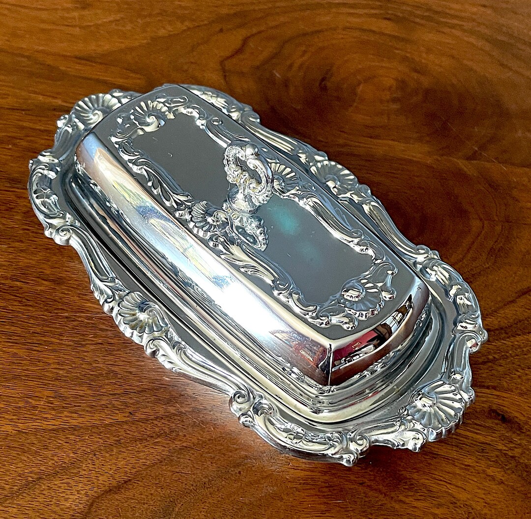 1960's Chrome Steel Lidded Butter Dish W Star Burst Glass Insert ...