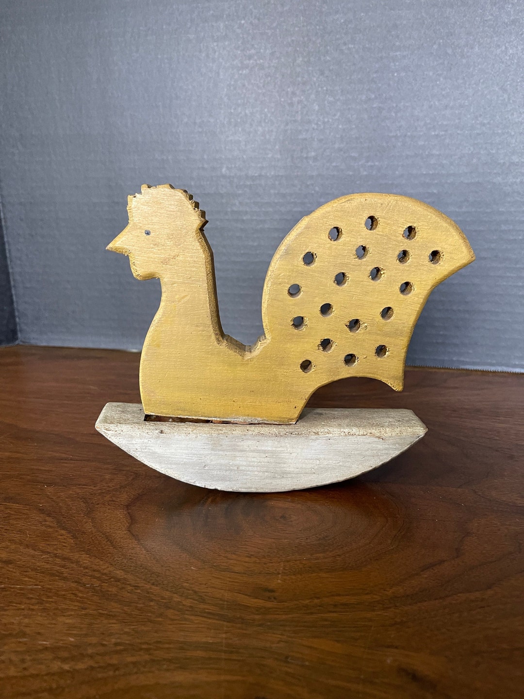 1982 Country Rustic Rocking Chicken Primitive Decor, Hand Crafted Hand ...